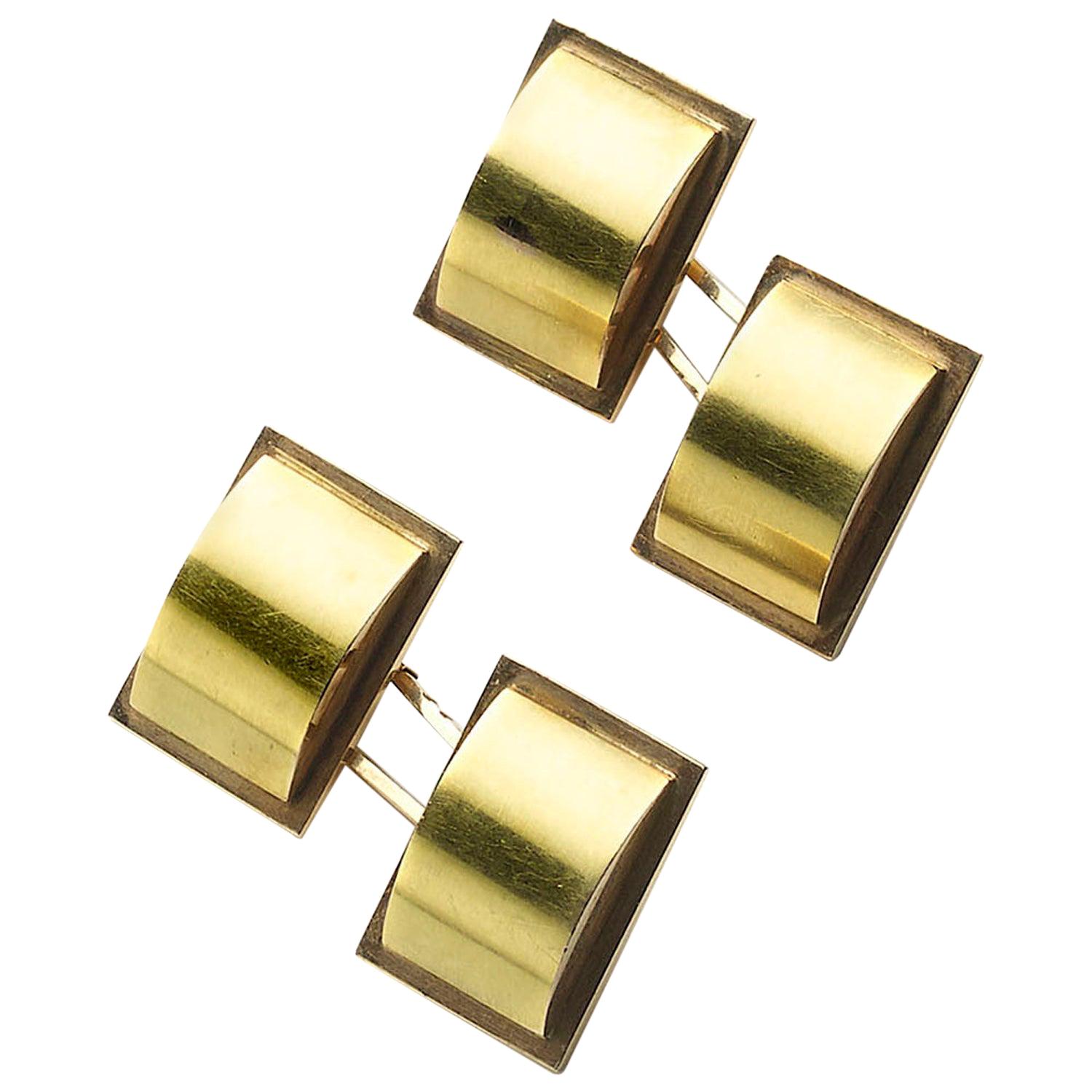 Vintage Jadeite and Gold Cufflinks For Sale at 1stDibs