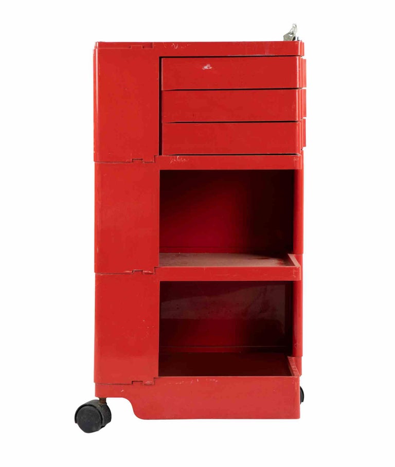 Vintage Red Bobby Cart by Gio Colombo, 1970s at 1stDibs