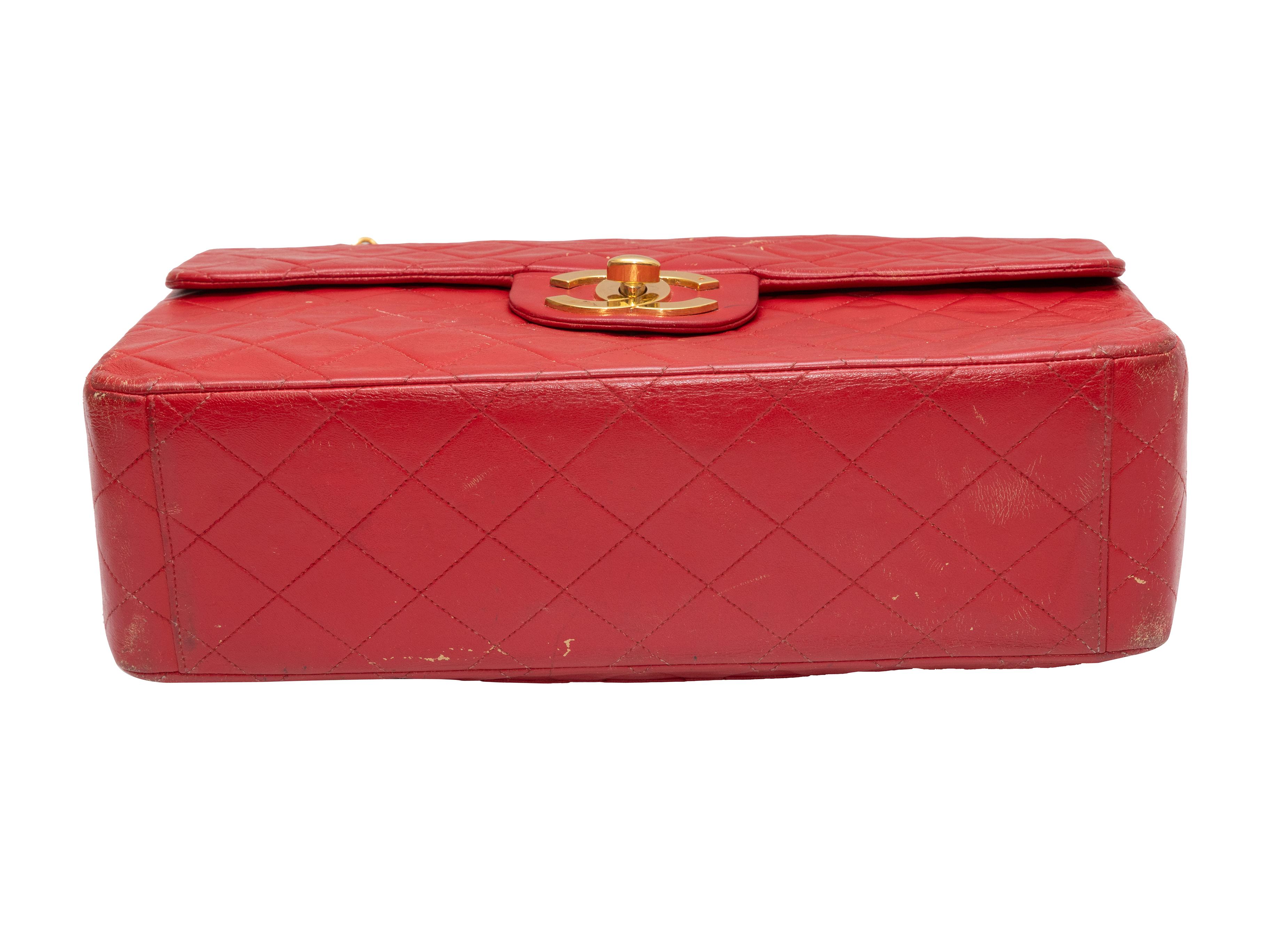 Vintage Red Chanel 3 Series Quilted Jumbo XL Flap Bag For Sale at 1stDibs
