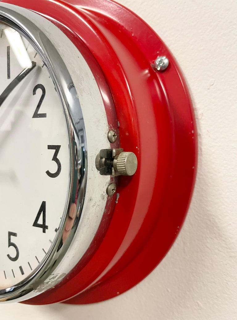 Vintage Red Citizen Navy Wall Clock, 1970s at 1stDibs