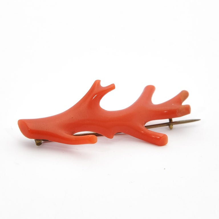 Vintage Red Coral Branch Brooch at 1stDibs