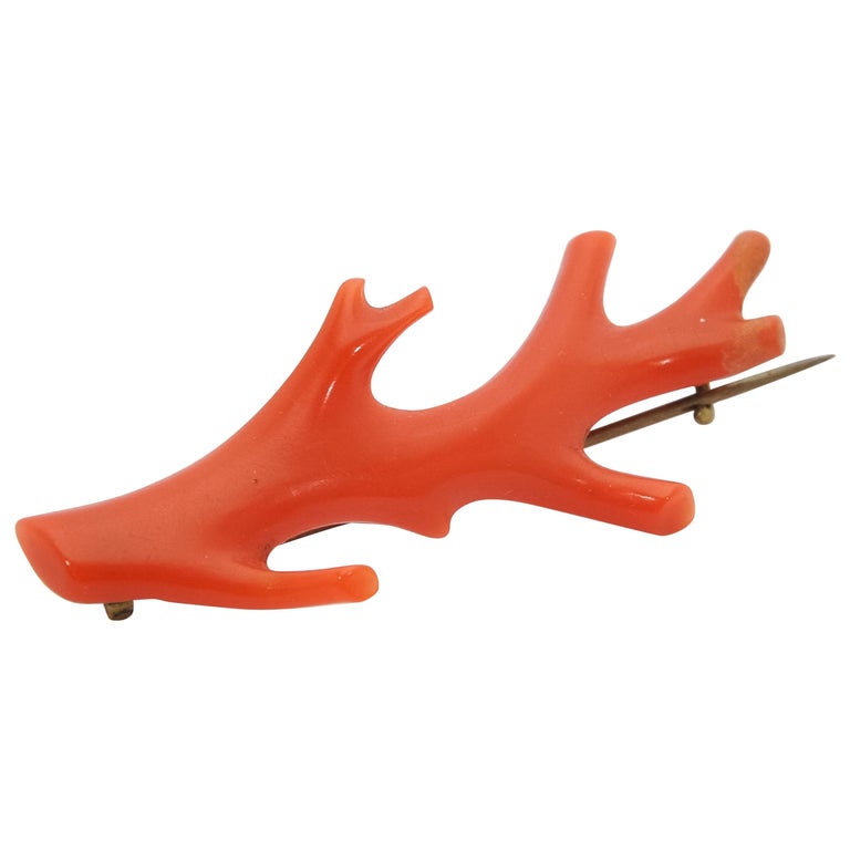 Vintage Red Coral Branch Brooch at 1stDibs