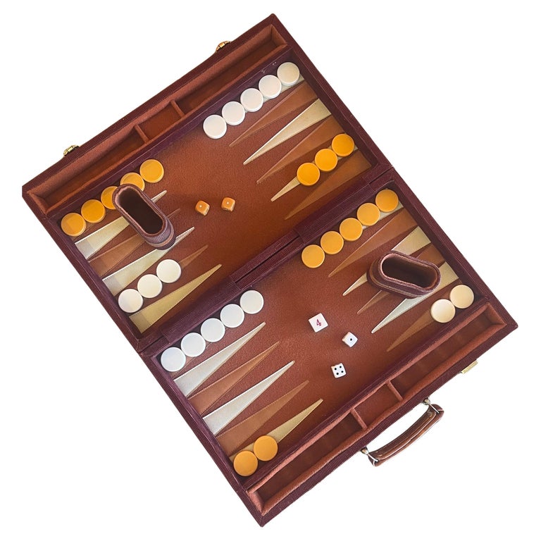 Vintage Red Corduroy and Bakelite Backgammon Set For Sale at 1stDibs