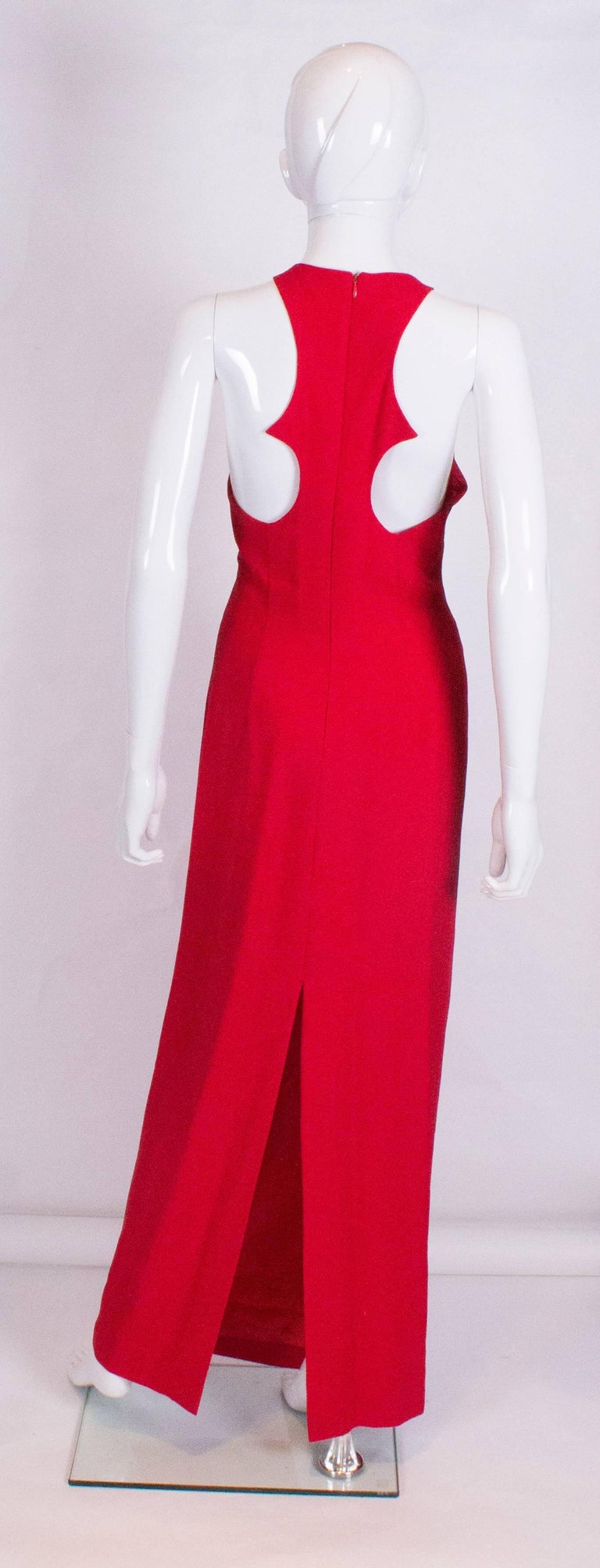 Vintage Red Crepe Column Dress with Cut Out Back For Sale at 1stDibs