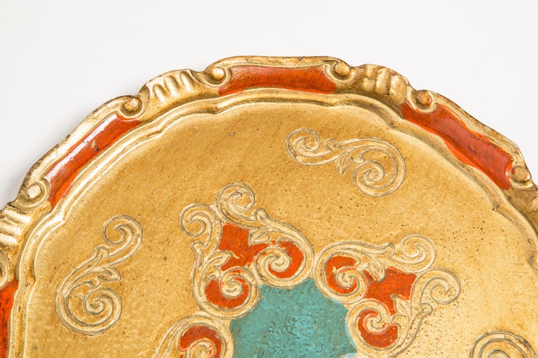 Vintage Red Decorative Wood Plate, Italy, 1960s For Sale at 1stDibs