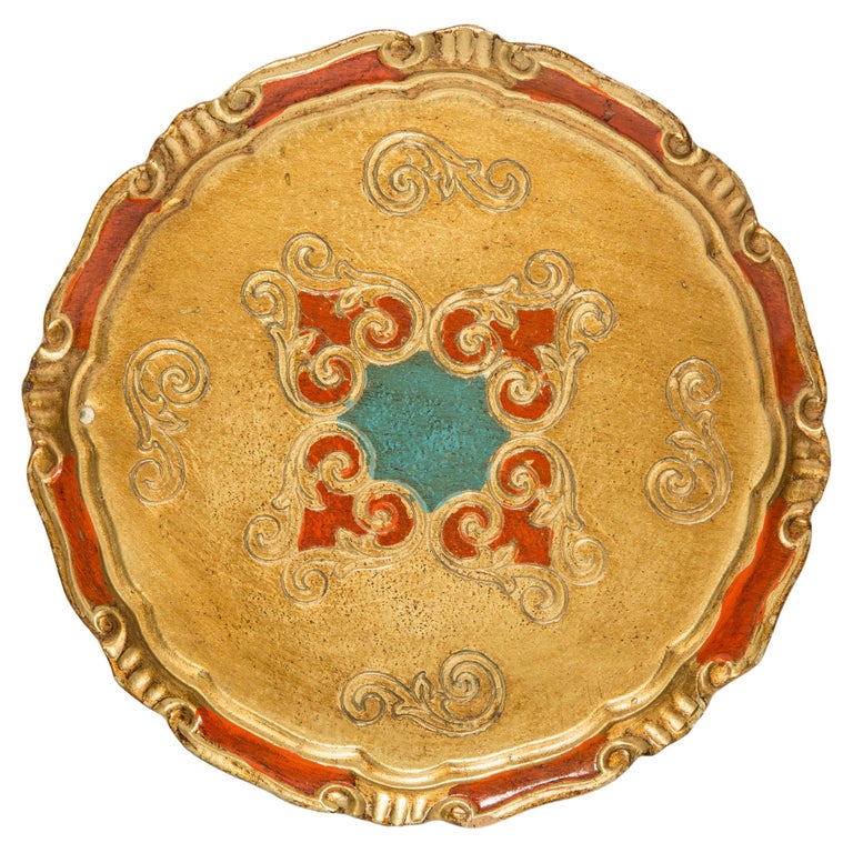 Vintage Red Decorative Wood Plate, Italy, 1960s For Sale at 1stDibs