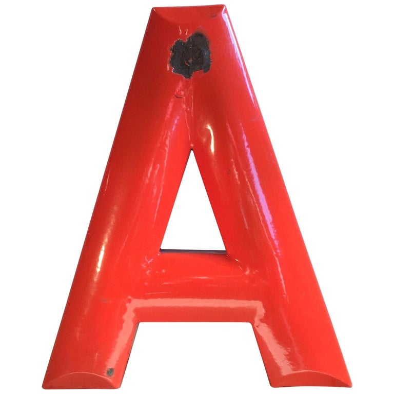 Vintage Red Enamel Letter A, 1930s at 1stDibs