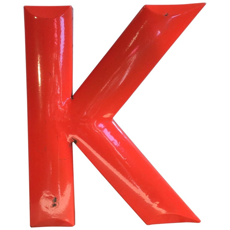 Vintage Red Enamel Letter K, 1930s at 1stDibs