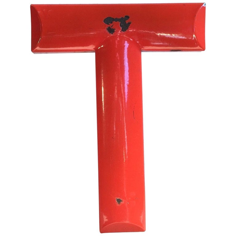 Vintage Red Enamel Letter T, 1930s at 1stDibs
