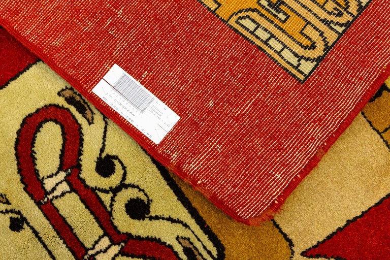 European Rug with Mayan Culture Design, 1950-1970 For Sale at 1stDibs