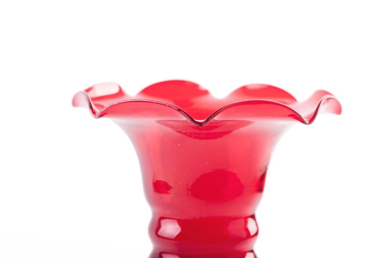 Vintage Red Glass Goblet Vase, Northern Europe, 1970 at 1stDibs