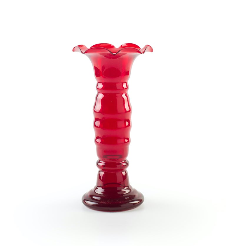 Vintage Red Glass Goblet Vase, Northern Europe, 1970 at 1stDibs