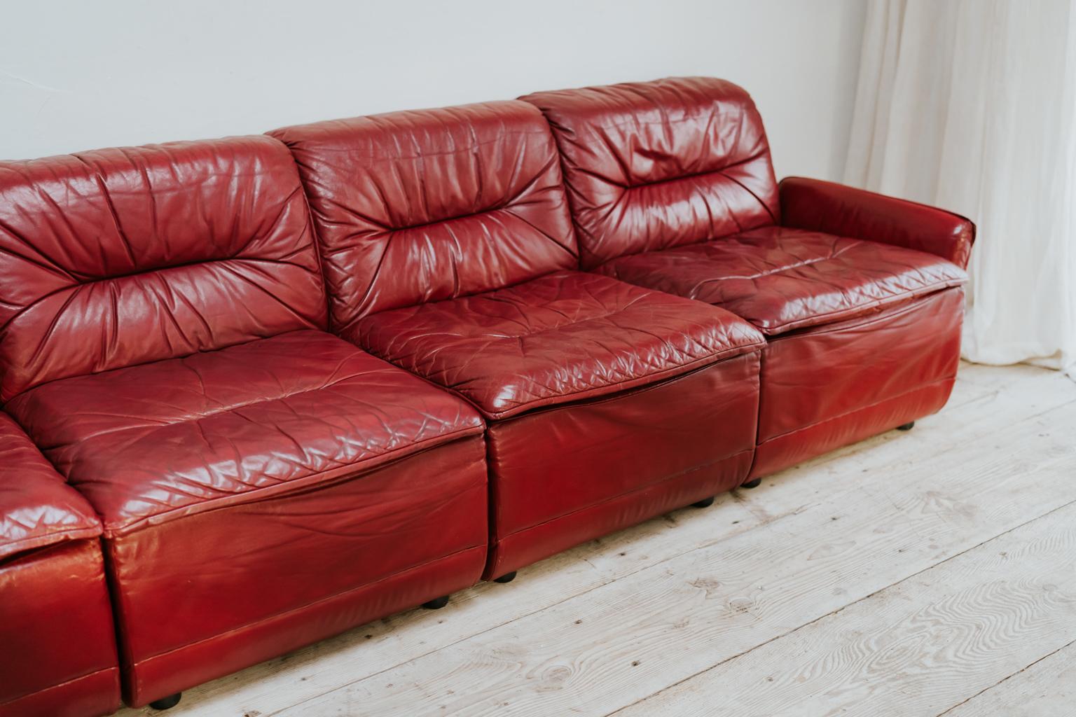 Vintage Red Leather Sectional Sofa at 1stDibs | vintage leather ...