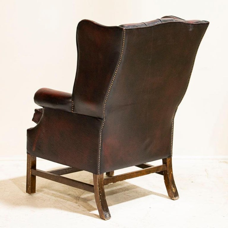 Vintage Red Leather Wingback Armchair at 1stDibs | vintage wingback ...
