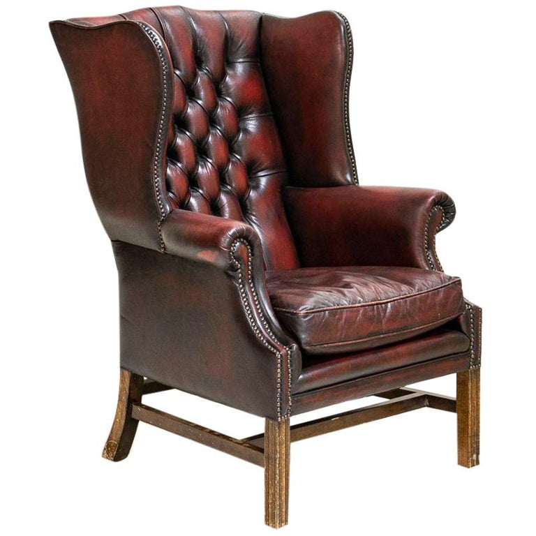 Vintage Red Leather Wingback Armchair at 1stDibs | vintage wingback ...