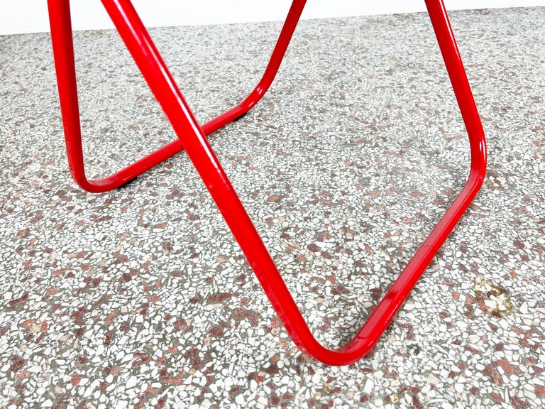 Vintage Red Metal Folding Chair by Talin For Sale at 1stDibs