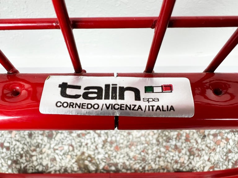 Vintage Red Metal Folding Chair by Talin For Sale at 1stDibs