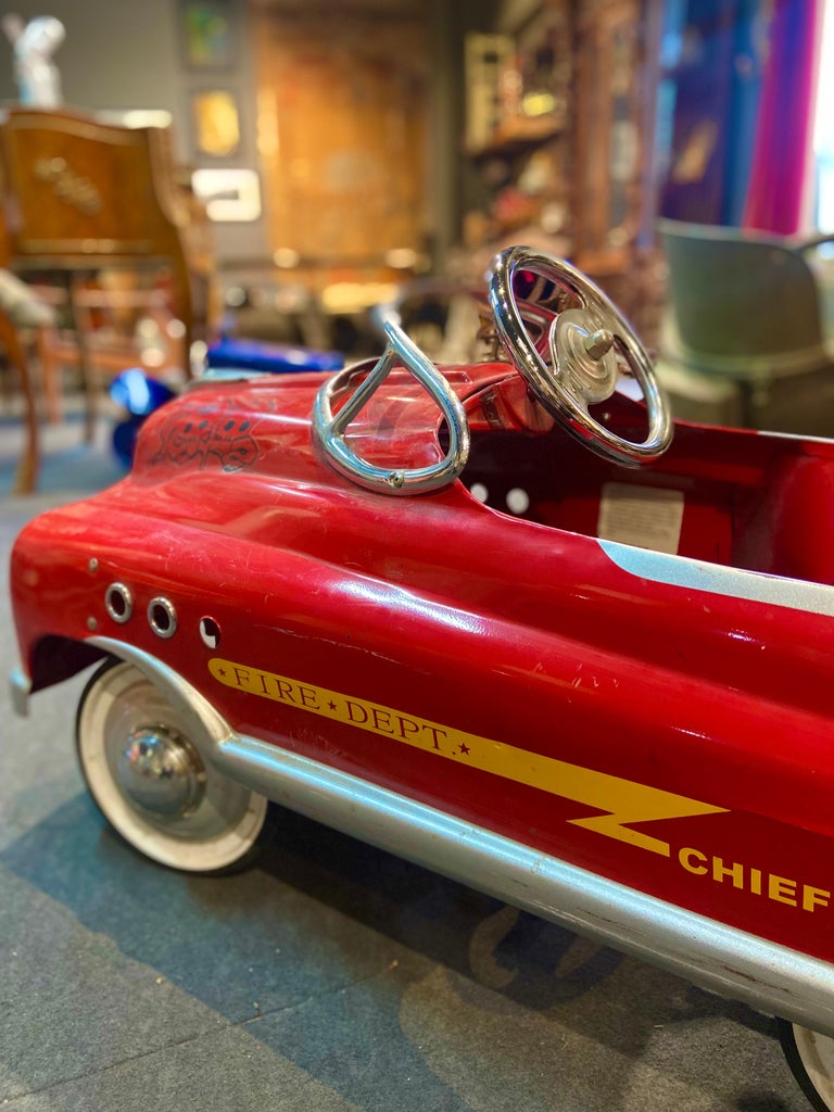 Vintage Red Metal Pedal Fire Department Car For Sale at 1stDibs