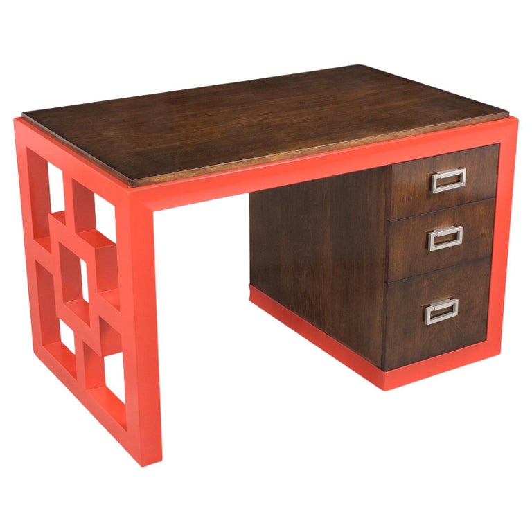 Vintage Red Mid-Century Modern Desk For Sale at 1stDibs