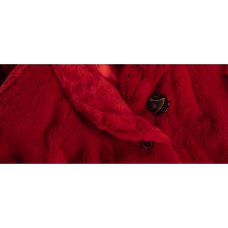 Vintage Red Mink Fur Full Length Coat For Sale at 1stDibs