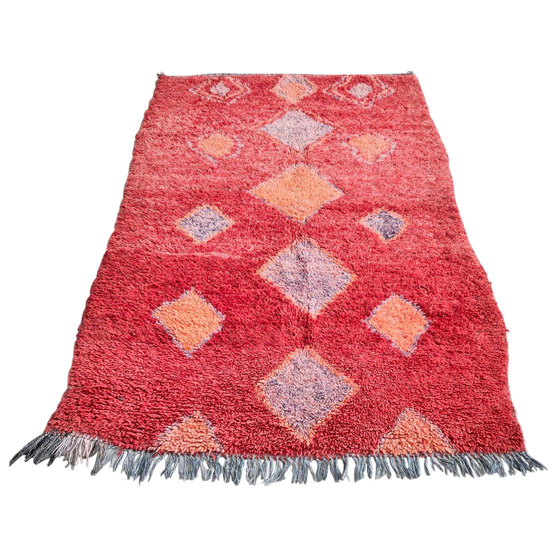 Vintage Red Moroccan Middle Atlas Rug For Sale at 1stDibs