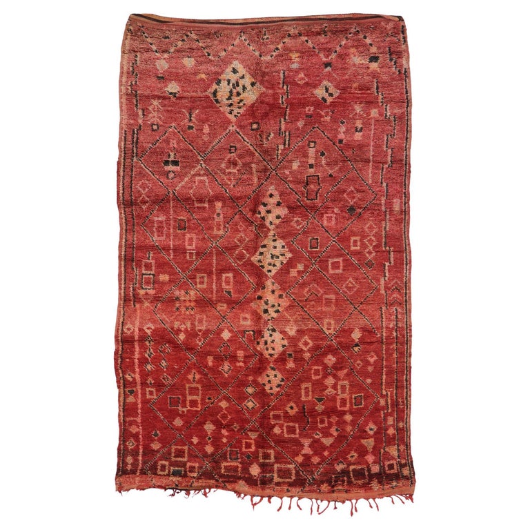 Vintage Red Moroccan Rug by Berber Tribes of Morocco For Sale at 1stDibs