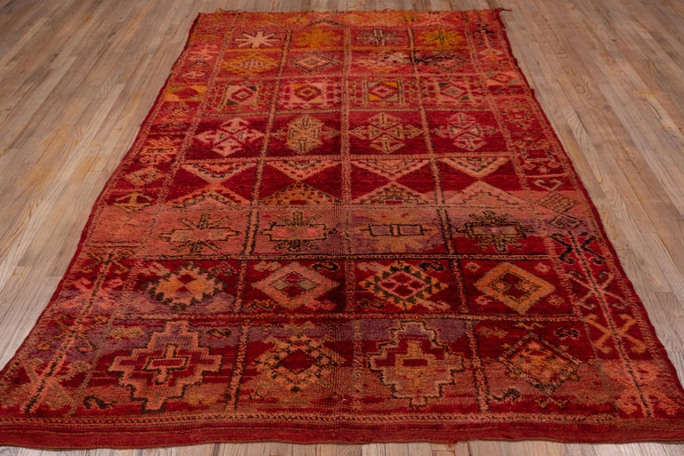 Vintage Red Moroccan Rug For Sale at 1stDibs