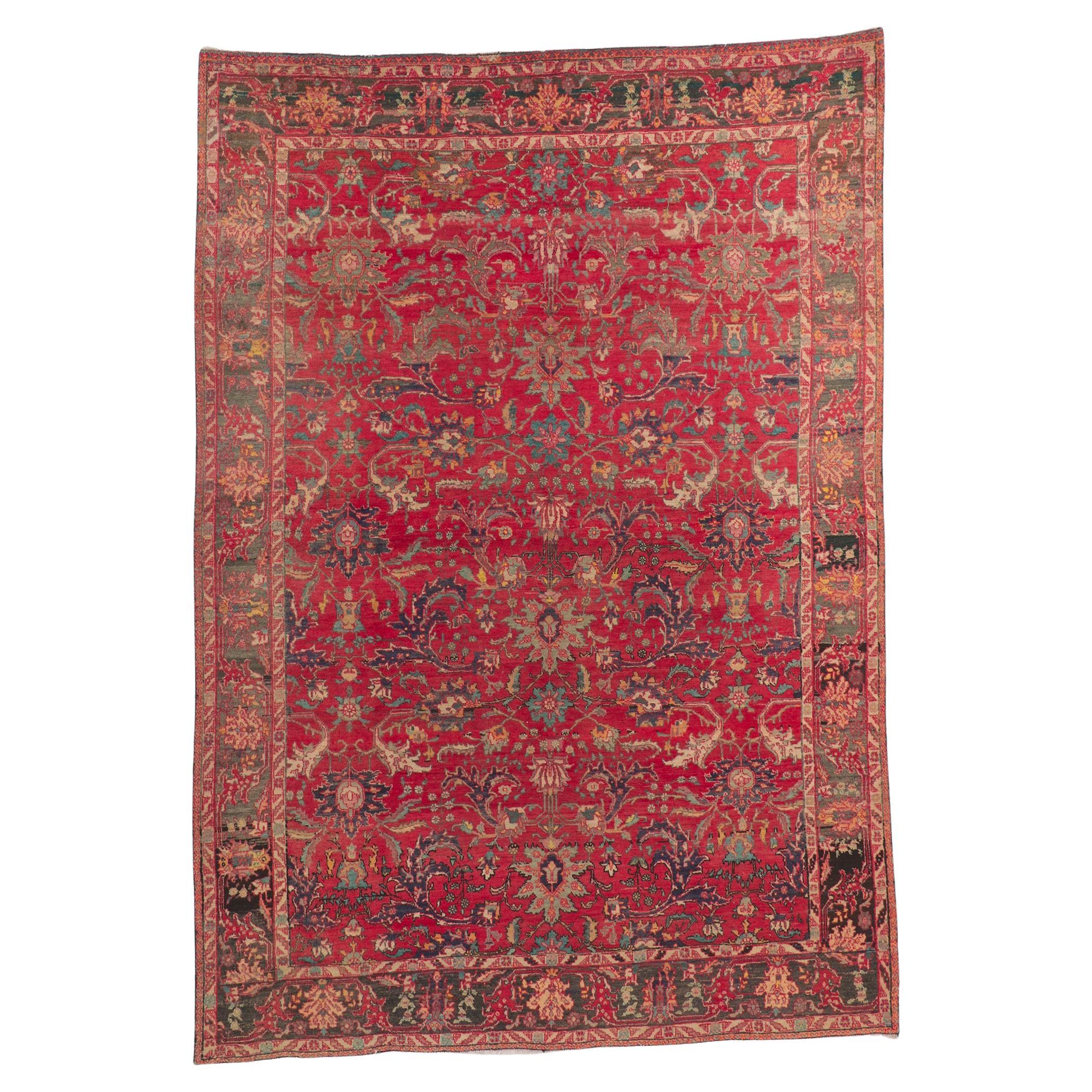 Vintage Red Persian Tabriz Rug For Sale at 1stDibs
