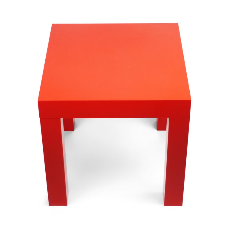 Vintage Red Plastic Parson Side Table For Sale at 1stDibs