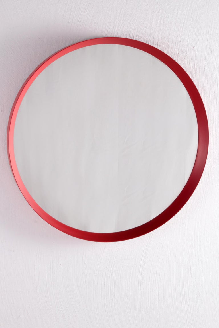 Vintage Red Round Plastic Mirror from the 1960s at 1stDibs