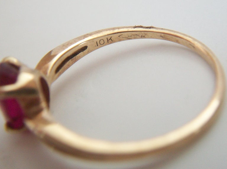 Vintage Red Topaz and 10K Yellow Gold Ring - Size 5.5 - U.S.A. - Circa ...