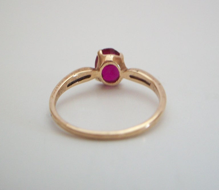 Vintage Red Topaz and 10K Yellow Gold Ring - Size 5.5 - U.S.A. - Circa ...
