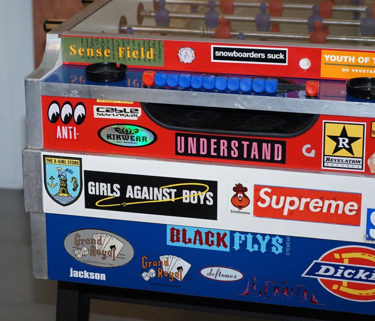 Vintage Red White and Blue Foosball Table Football Covered in Pop ...