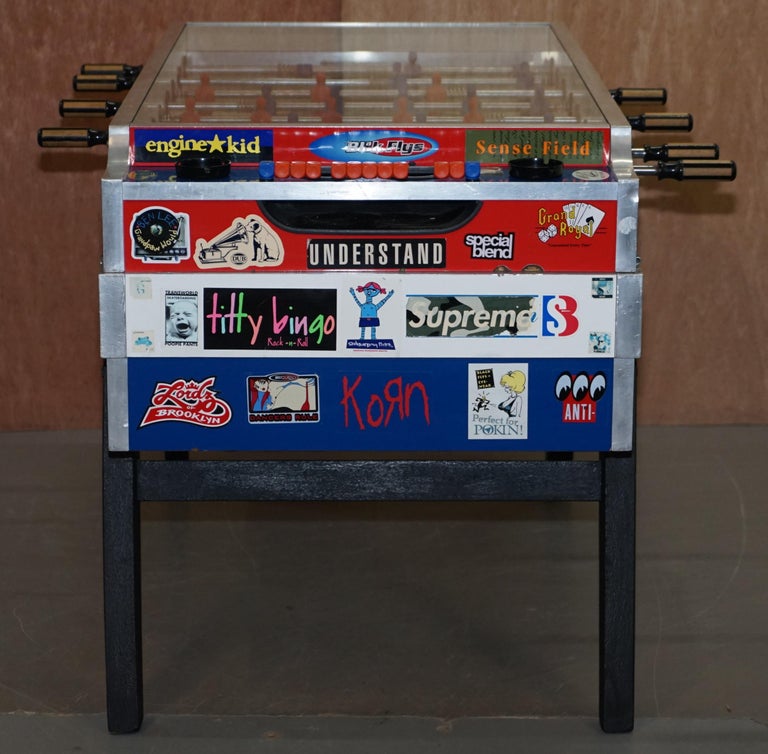 Vintage Red White and Blue Foosball Table Football Covered in Pop ...