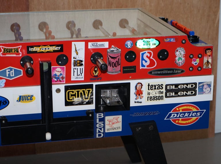 Vintage Red White and Blue Foosball Table Football Covered in Pop ...