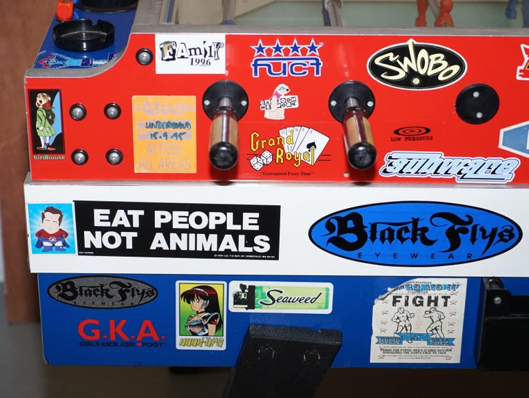 Vintage Red White and Blue Foosball Table Football Covered in Pop ...