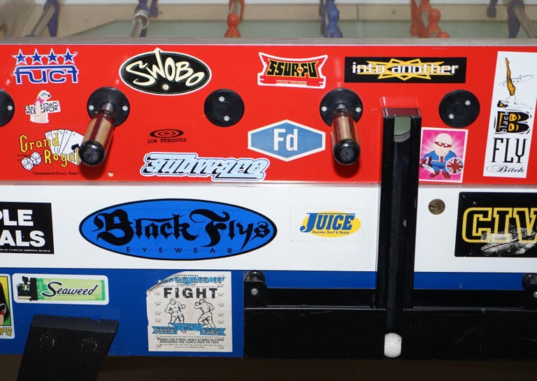 Vintage Red White and Blue Foosball Table Football Covered in Pop ...