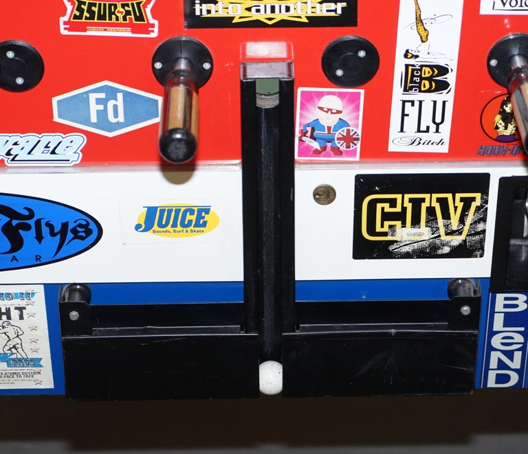 Vintage Red White and Blue Foosball Table Football Covered in Pop ...