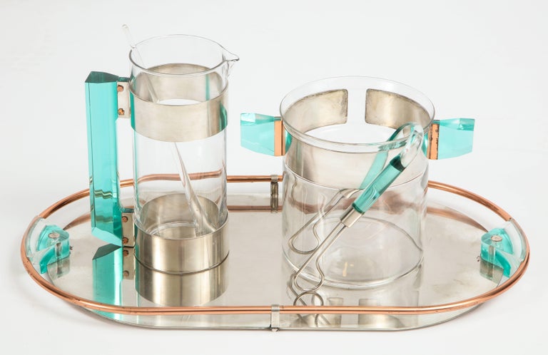 Vintage Rede Guzzini Glass/ Ice Lucite Martini Jug, Ice Bucket and Tray ...