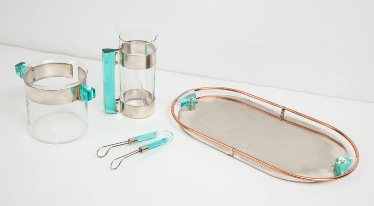 Vintage Rede Guzzini Glass/ Ice Lucite Martini Jug, Ice Bucket and Tray ...