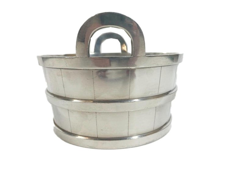 Vintage Reed and Barton Silver Plate Ice Bucket in the Form of a Staved ...