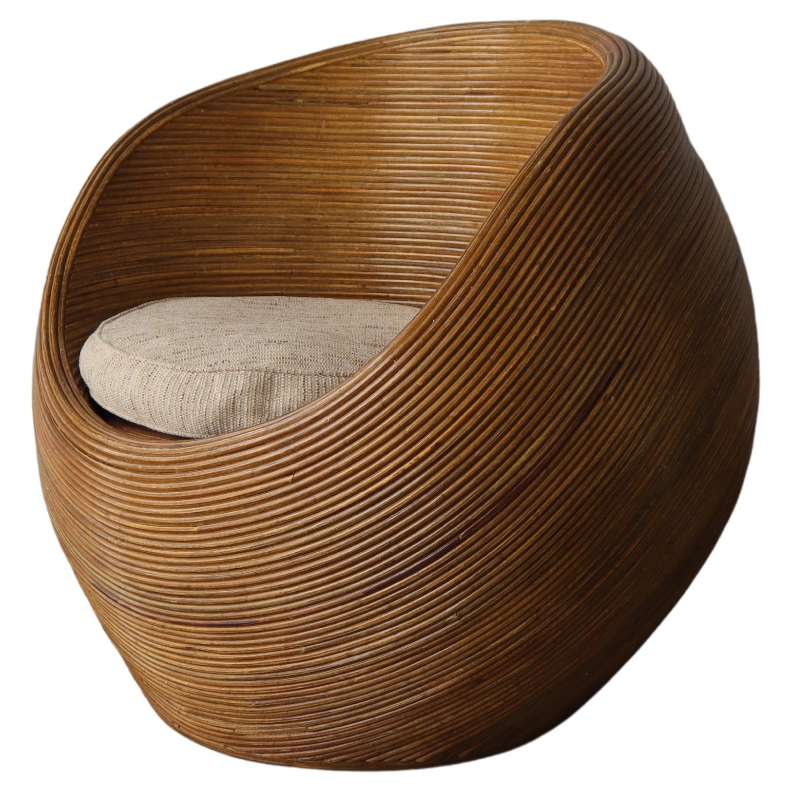 Vintage Reeded Bamboo Pod Chair For Sale at 1stDibs