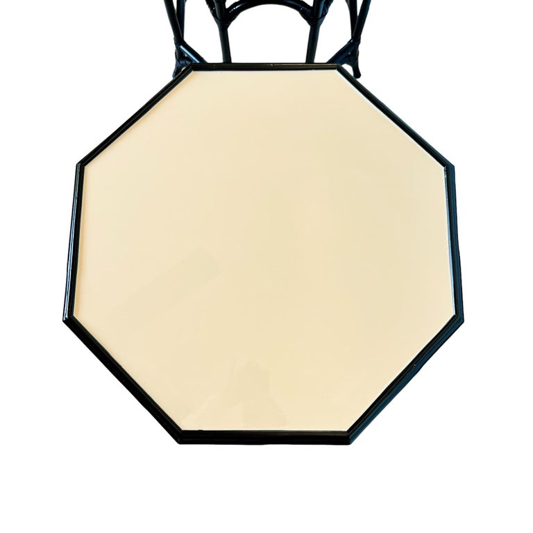 Vintage Refinished Black Rattan Resin Top Octagon Side Tables, a Pair ...