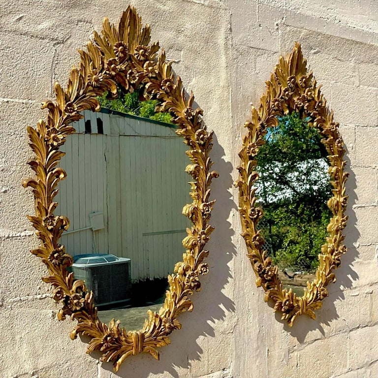 Vintage Regency 1960s Italian Hand Carved Giltwood Mirror, a Pair at ...