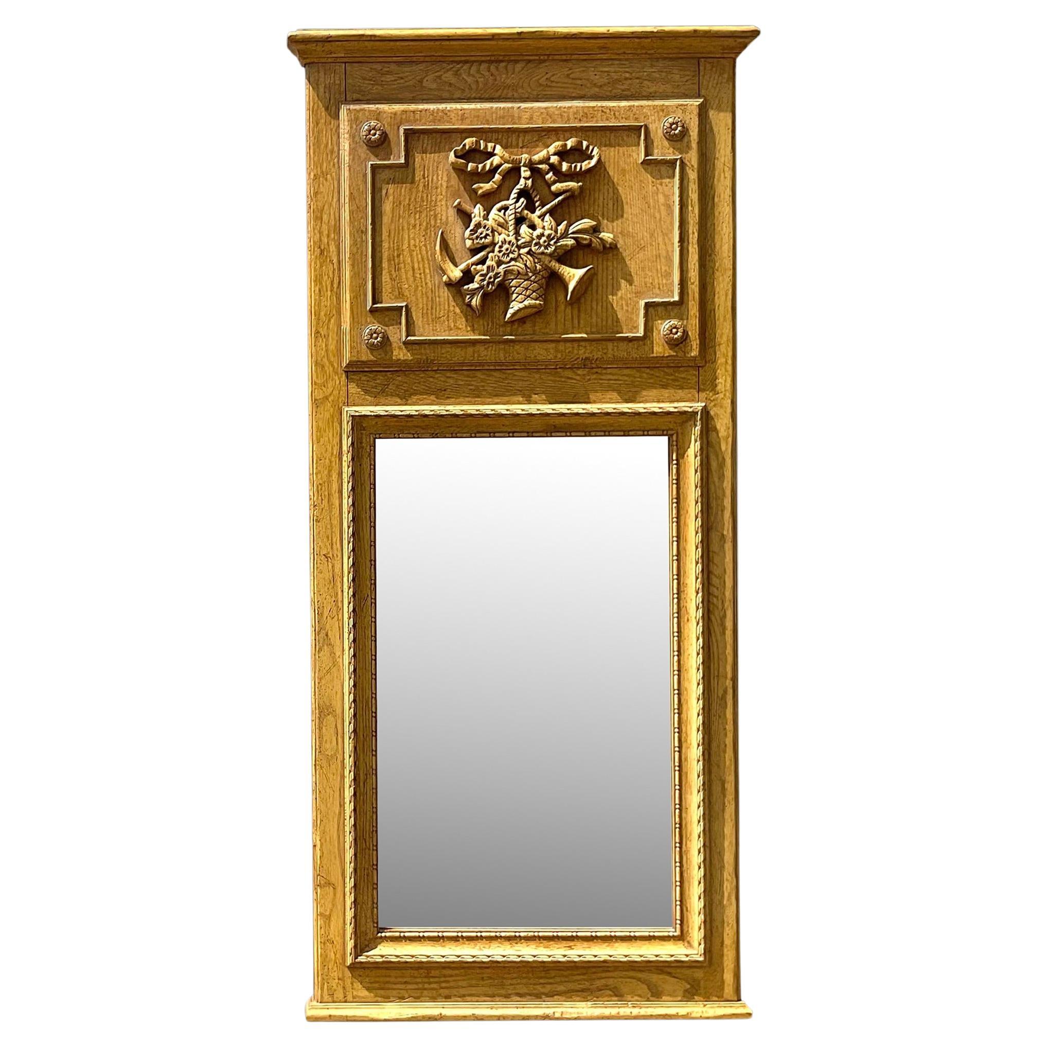 Vintage Regency Baker Trumeau Mirror For Sale at 1stDibs
