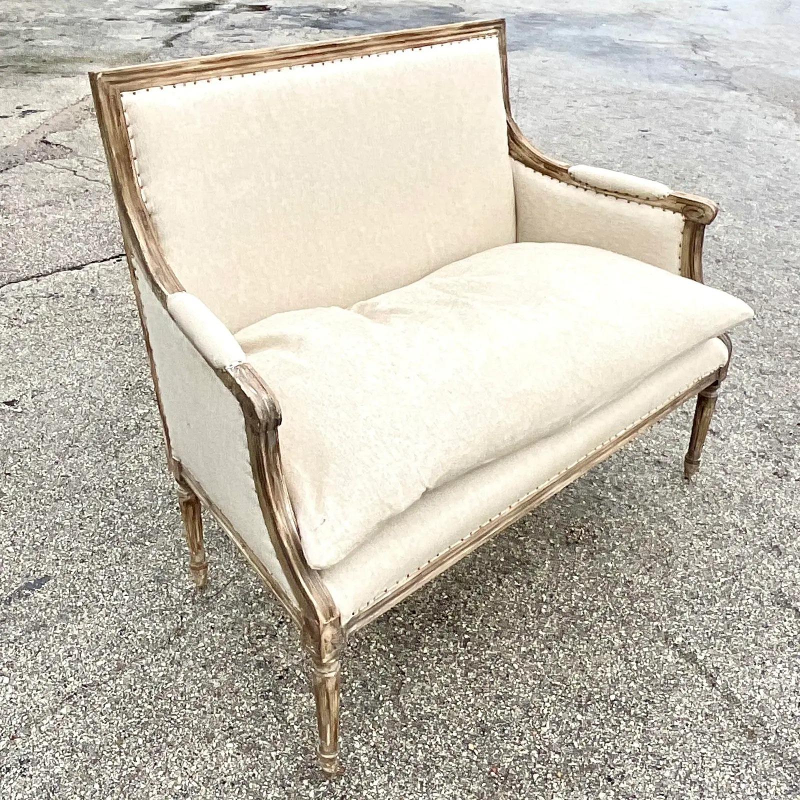 Vintage Regency Bergere Settee at 1stDibs