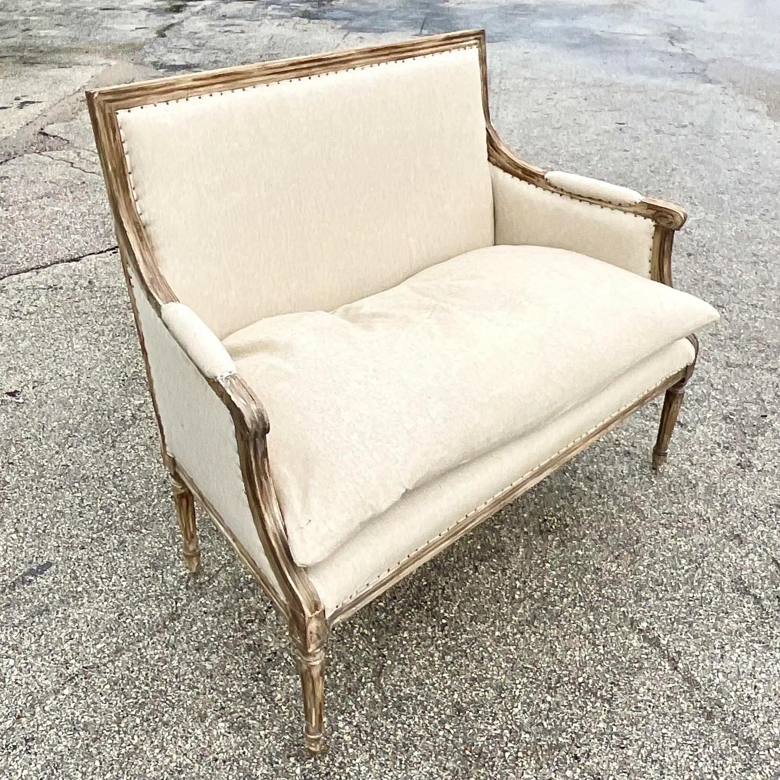 Vintage Regency Bergere Settee at 1stDibs