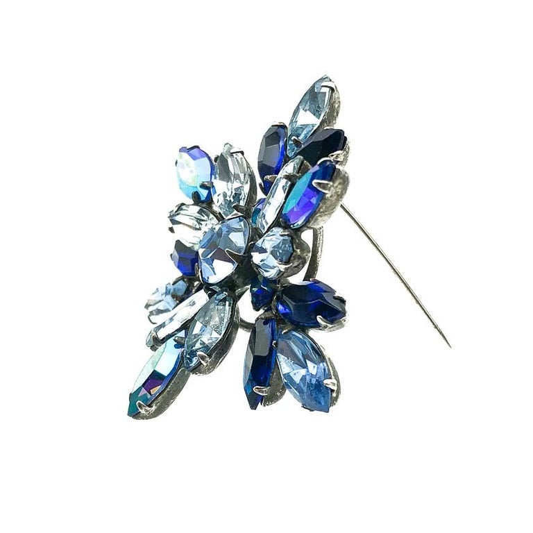 Vintage Regency Blue Crystal Starburst Brooch 1950s at 1stDibs