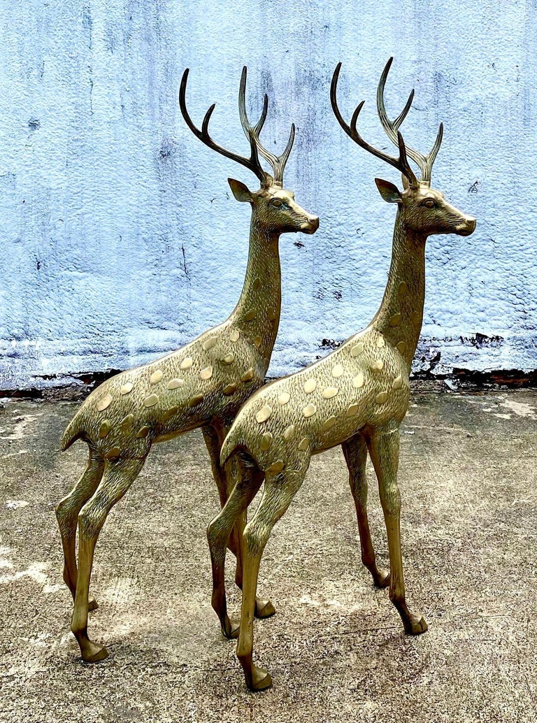 Vintage Regency Brass Deer, a Pair For Sale at 1stDibs