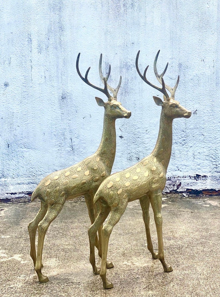 Vintage Regency Brass Deer, a Pair For Sale at 1stDibs